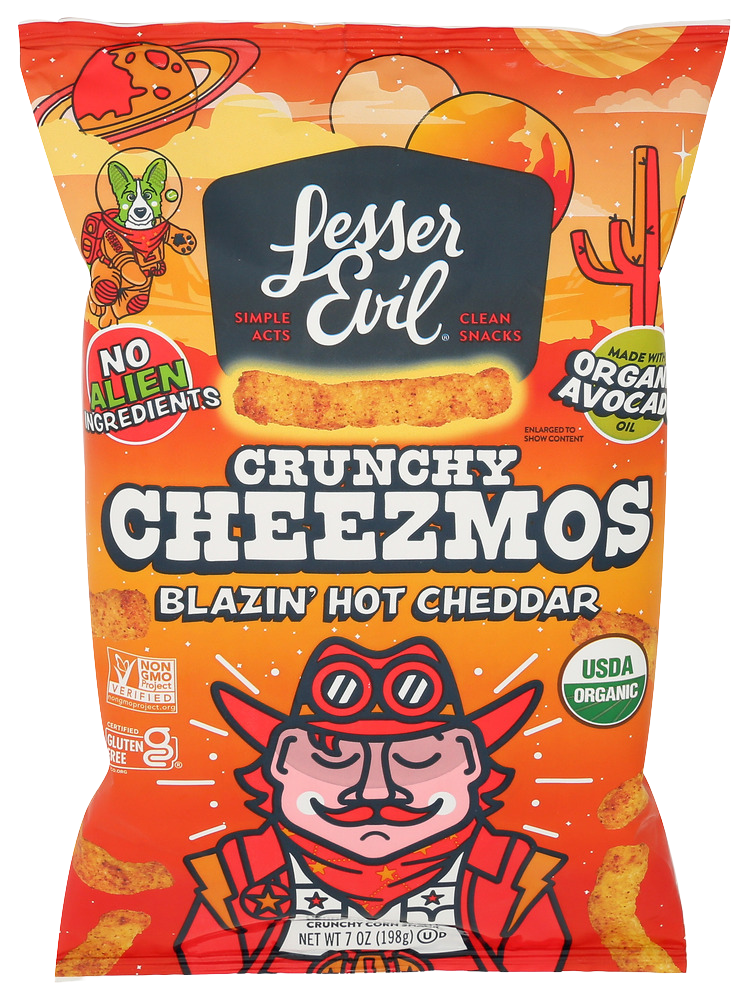 Lesser Evil Blazin' Hot Cheddar Cheesmos - 7 OZ | Juneau Natural